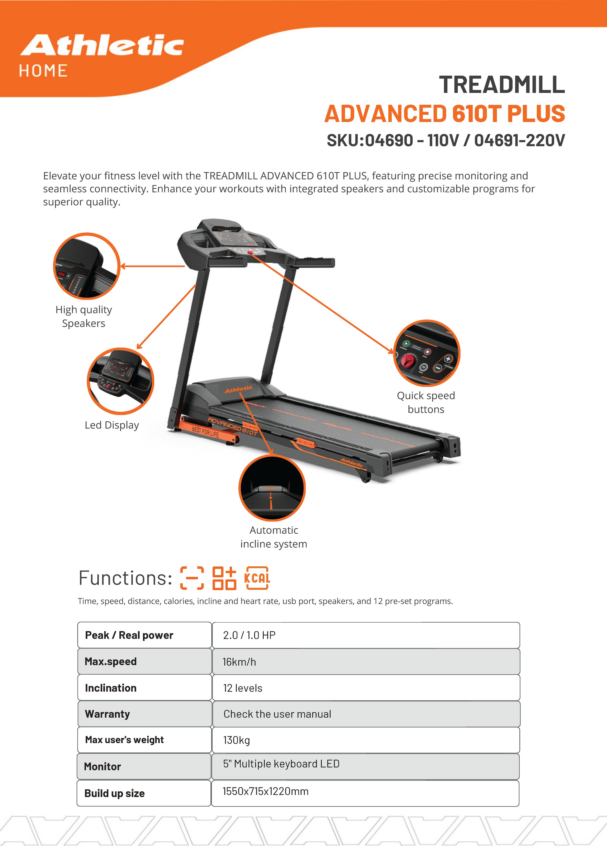TREADMILL ADVANCED - 610T PLUS